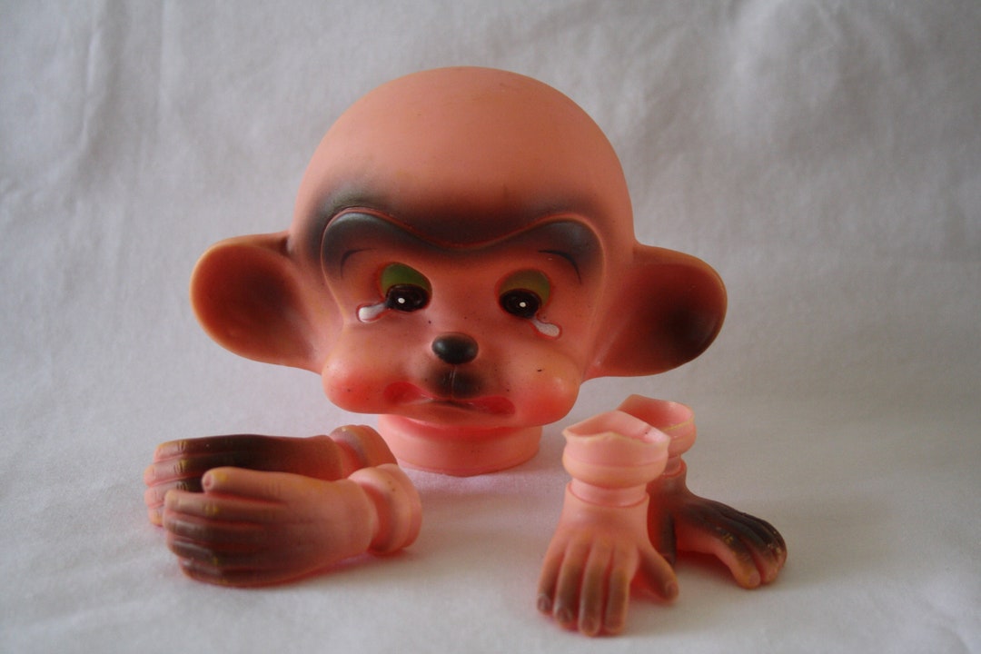 CRYING MONKEY Doll Face Head Hands Feet for Doll Making Vintage Supply ...