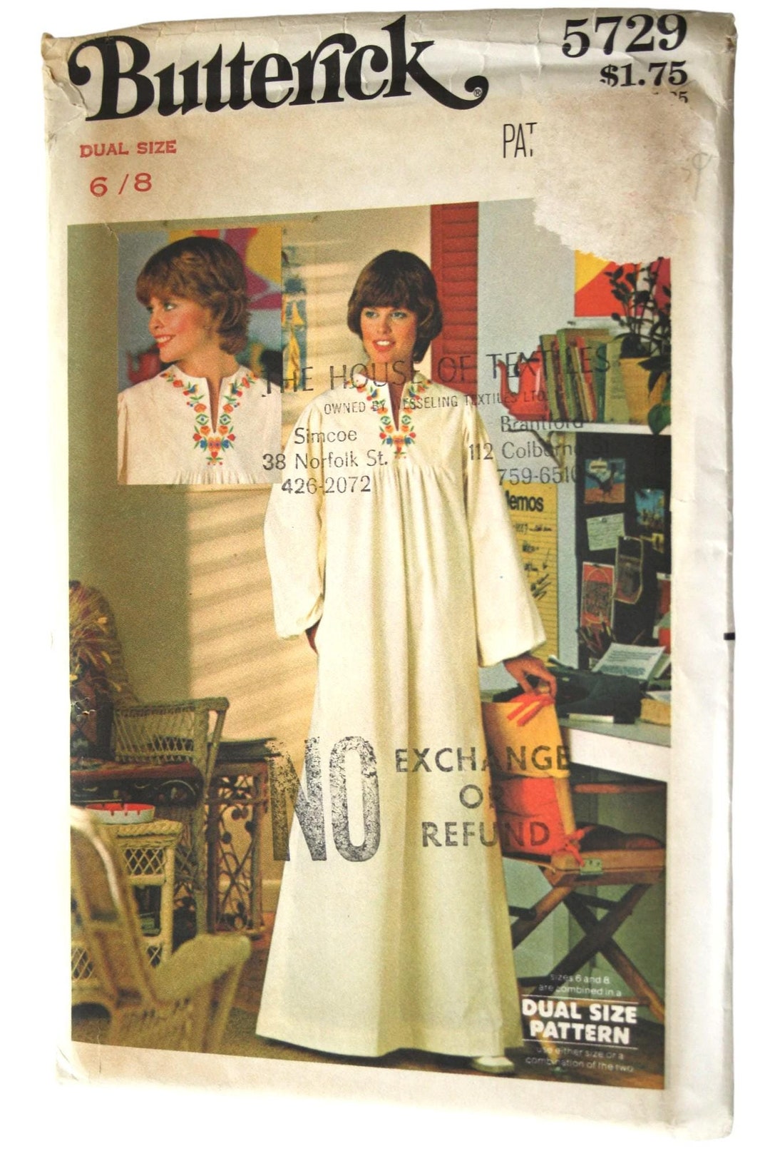 1970s CAFTAN Pattern Including Iron on TRANSFER Womens Size 6 8 Loose ...