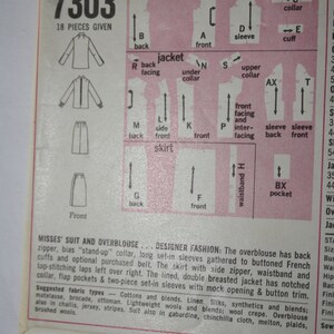 Womens 1960s Patterns Jacket and Skirt, Over Blouse Suit Size 12 Bust ...