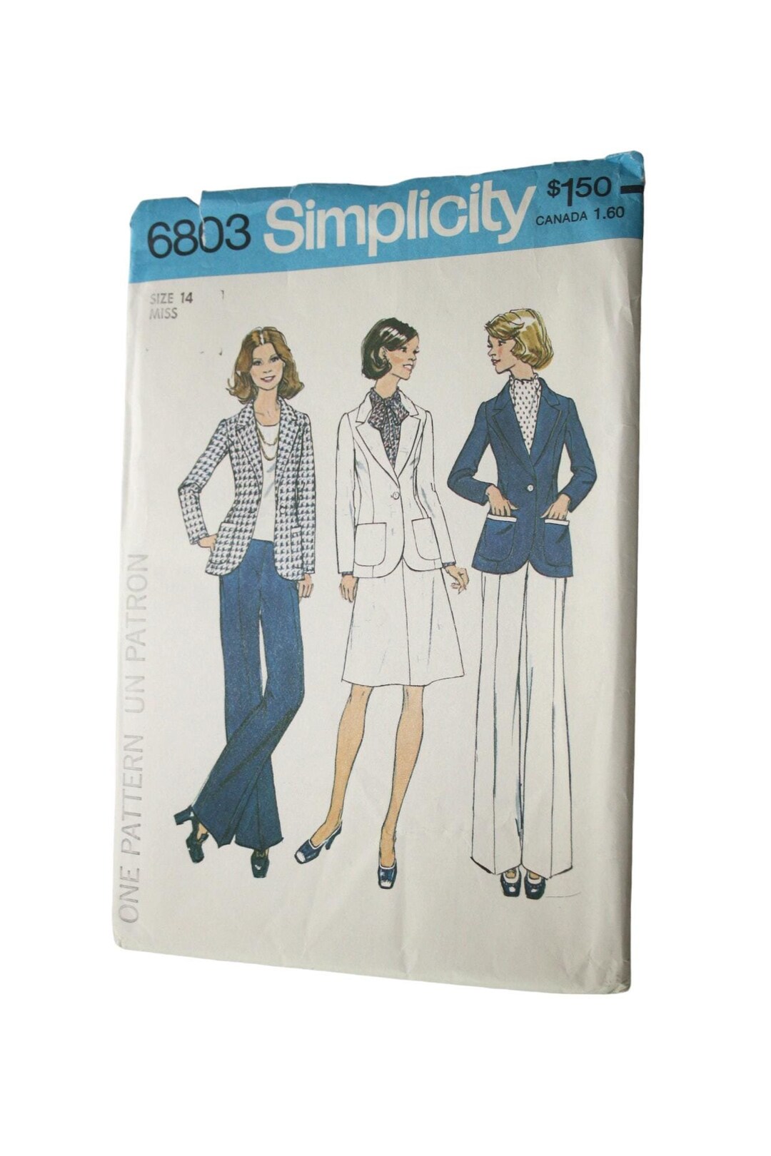 1970s Pants Jacket Skirt Size 14 High Rise Wide Leg Straight Pants ...