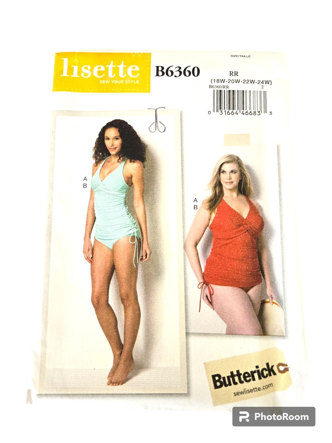 18w 20w 22w 24w Swimsuit Pattern Lisette B6360 6360 Butterick Tankini Style 2 Piece Bathing Suit ...