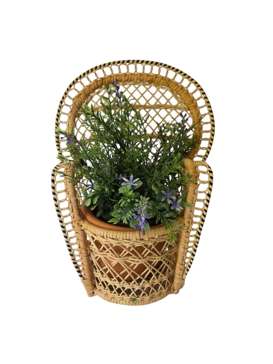 Wicker Chair Planter With Terra Cotta Pot Made in Portugal, 13.5" High ...