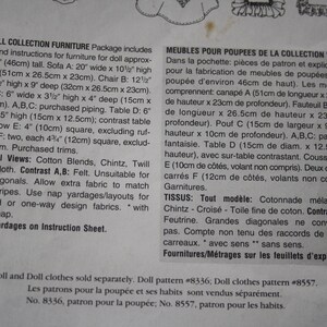 Doll FURNITURE Sewing Patterns for 18" Dolls, Sofa Chair Ottoman Table ...