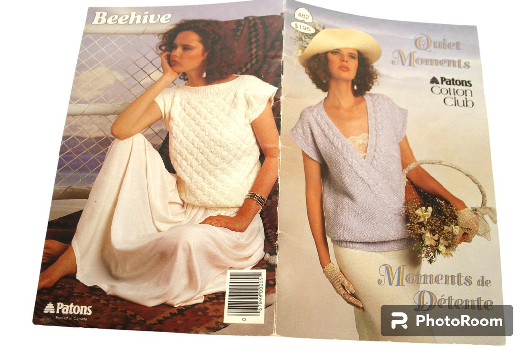 PATONS 482 Knitting Patterns for COTTON Tops and Cardigan Sweaters for ...