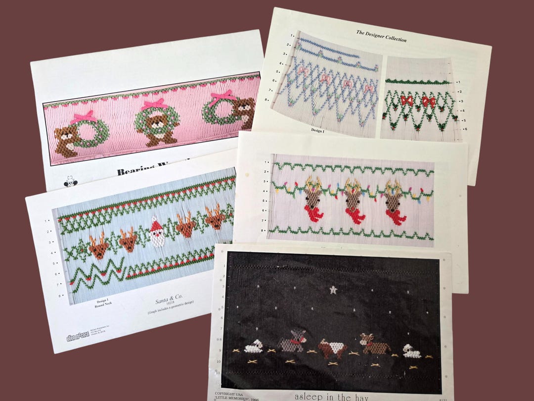 Childrens Smocking PLATES Patterns Design Templates Christmas Holiday ...