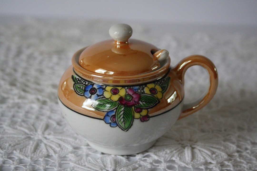 NORITAKE Small Pot With Lid and Spoon for Condiments /garnishes /sugar ...