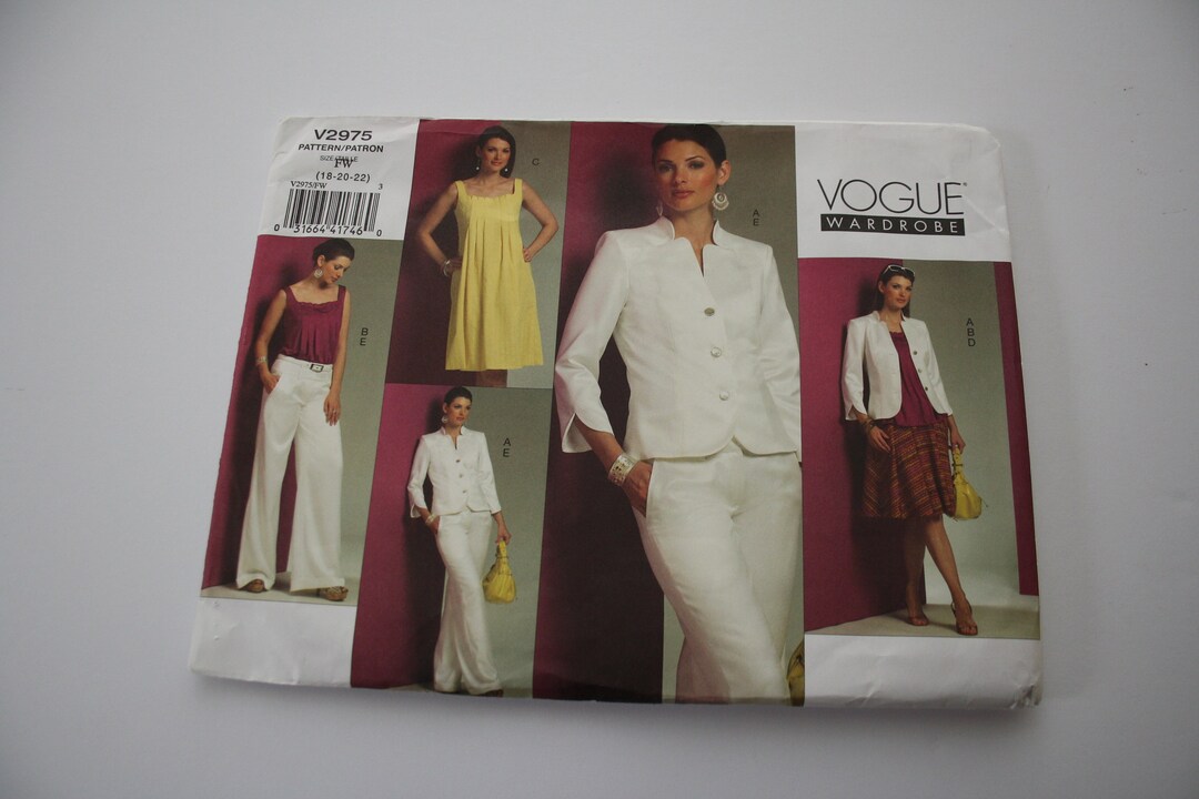 V2975 Vogue Sew Pattern Jacket Skirt Pants Top and Dress, Women's ...