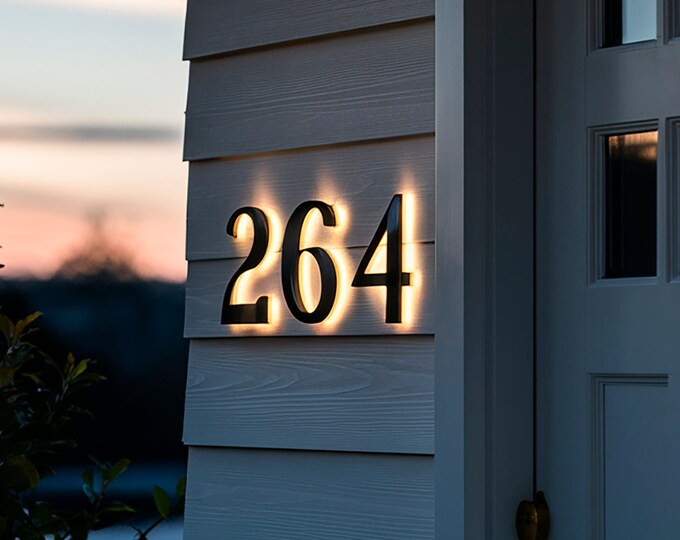 Modern Backlit House Numbers LED Address Sign Modern Address Sign ...