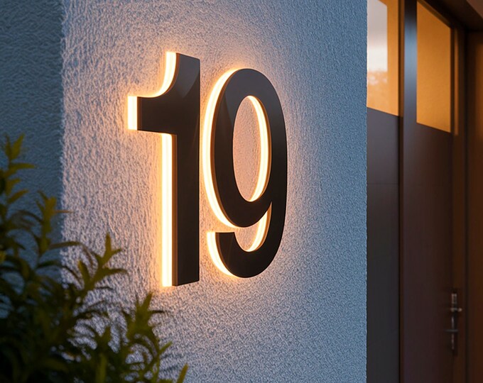Modern Backlit House Numbers LED Address Sign Modern Address Sign ...