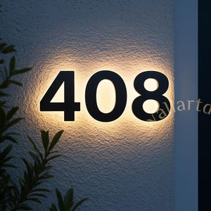 LED Lighted House Numbers: Modern Backlit Floating Metal Acrylic ...