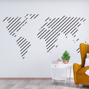 Vinyl World Map Wall Decal Large Map Wall Mural Abstract World - Etsy