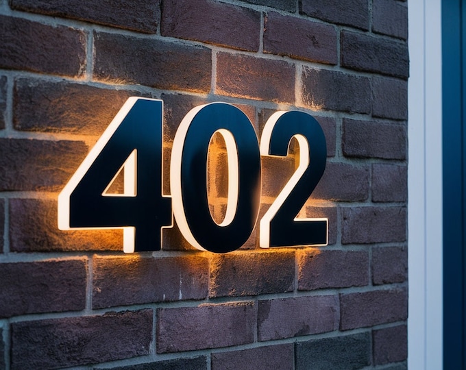 Modern Backlit House Numbers LED Address Sign Modern Address Sign ...