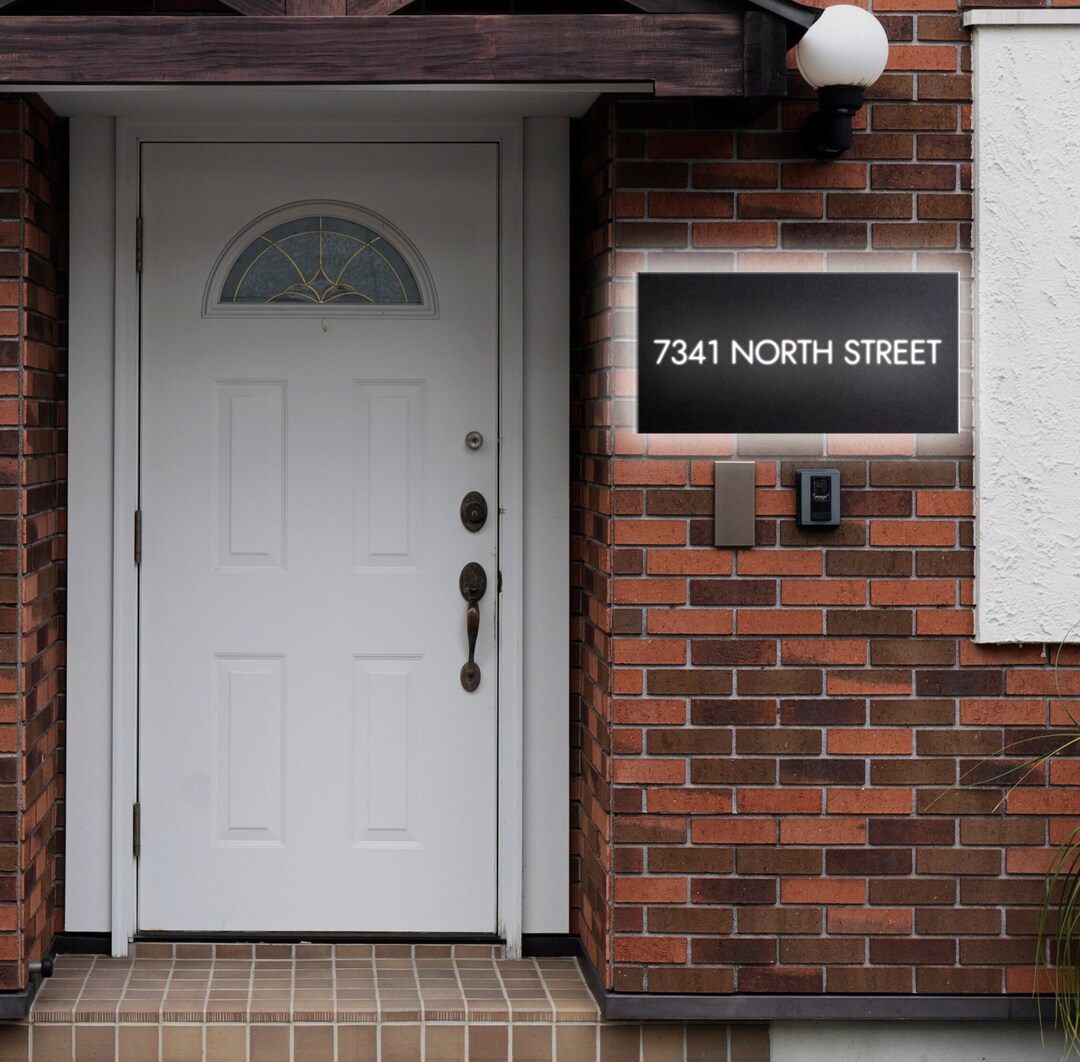 LED Backlit Address Plaque Illuminated House Number Sign Personalized ...