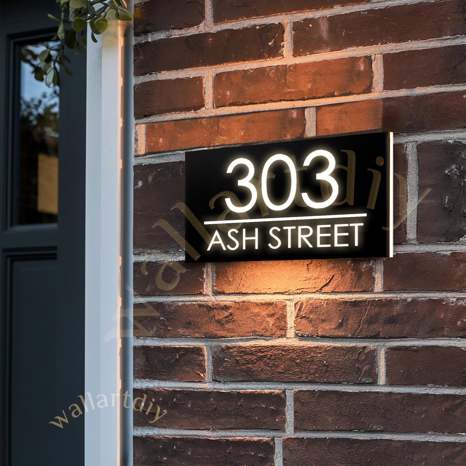 Modern LED House Number Sign: Custom Illuminated Address Plaque Outdoor ...