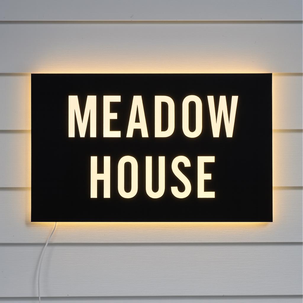 Modern LED Backlit House Sign: Personalized Family Name Plaque Metal ...