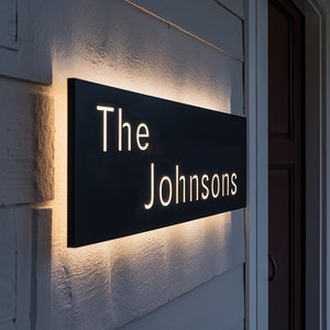 LED Backlit House Number Sign Modern Illuminated Address Plaque ...