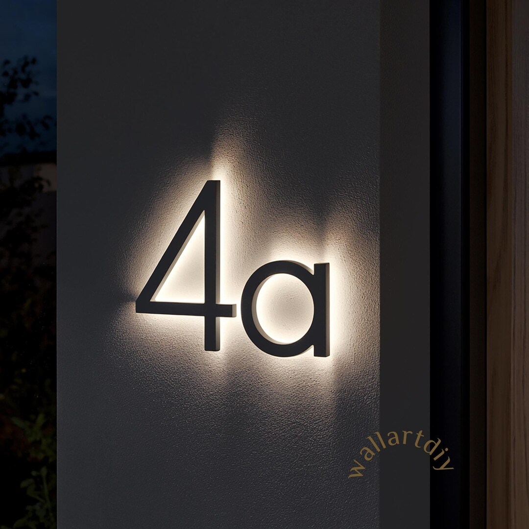 Modern LED House Numbers: Backlit Floating Address Sign - Etsy