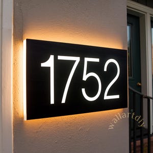 Modern Illuminated Address Plate LED Backlit House Number Sign ...