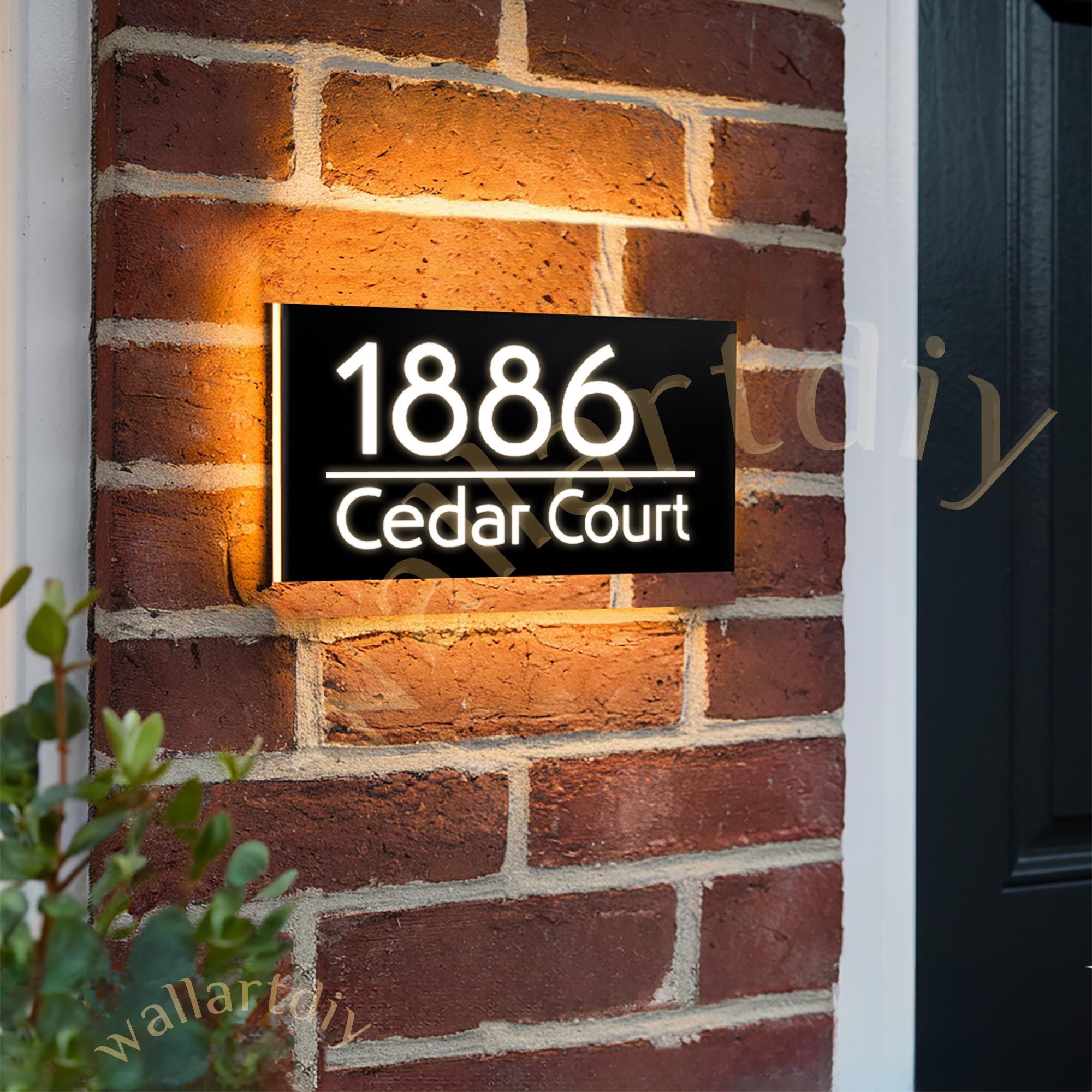 Modern LED House Number Sign: Custom Illuminated Address Plaque Outdoor ...