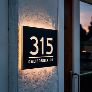 LED Backlit House Number Sign Modern Illuminated Address Plaque ...