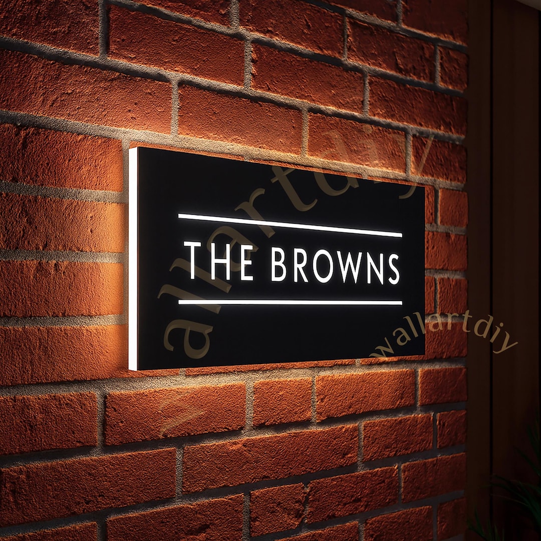 Personalized LED Backlit Family Name Sign – Modern Illuminated House ...