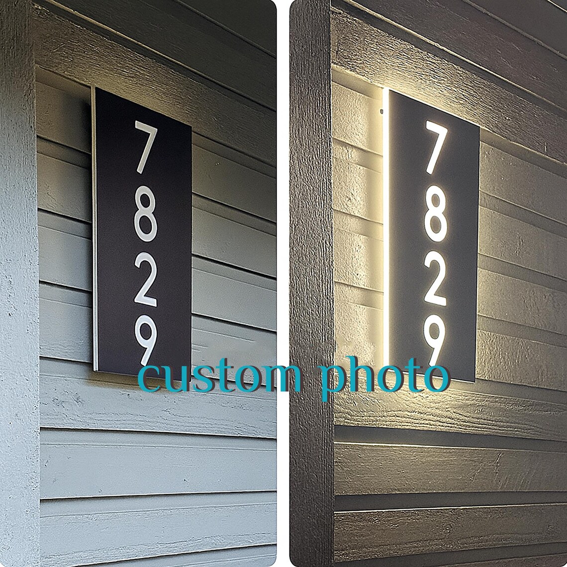 Modern LED House Number Sign: Custom Illuminated Address Plaque Outdoor ...