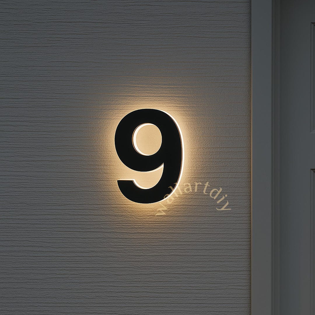Modern LED House Numbers:3d Floating Backlit Metal Acrylic Address Sign ...