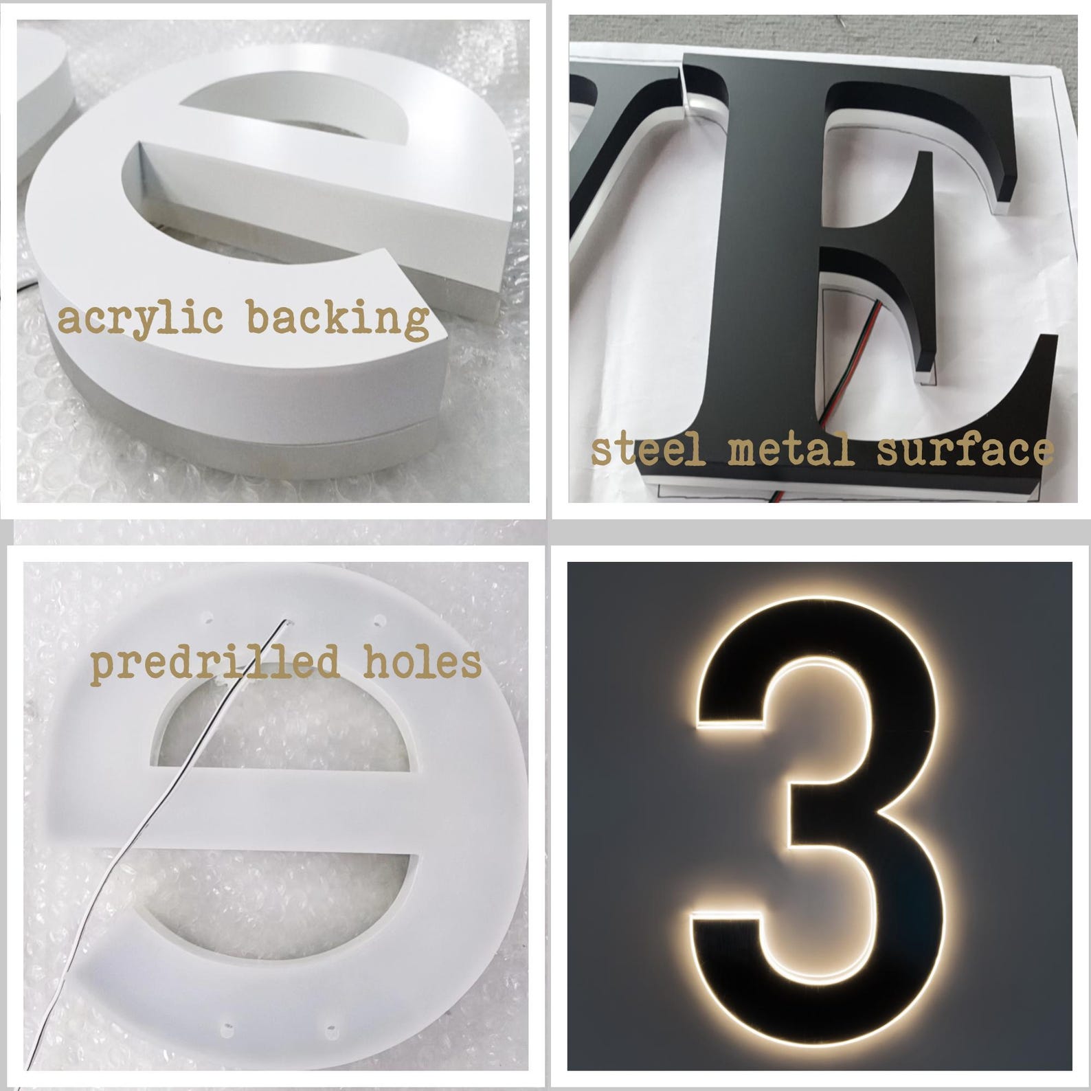 Modern Lighted LED House Numbers: Backlit Floating Metal Acrylic ...