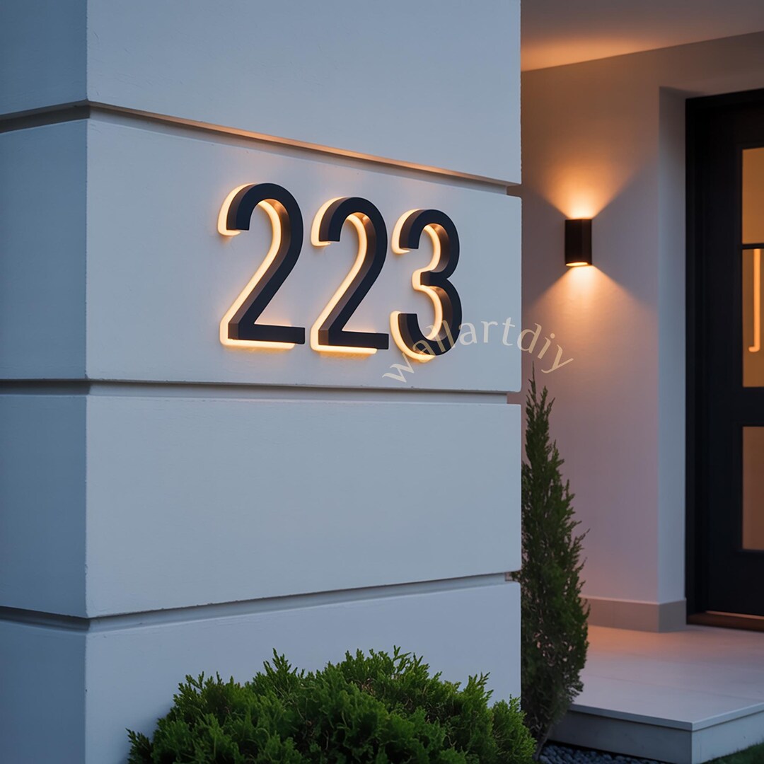 Backlit LED House Numbers- Outdoor Lighted Address Sign-custom ...