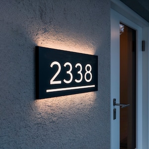LED Backlit House Number Sign Modern Illuminated Address Plaque ...