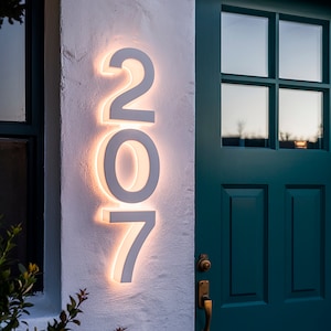 Modern LED Backlit House Numbers: Floating Metal Address Sign - Etsy