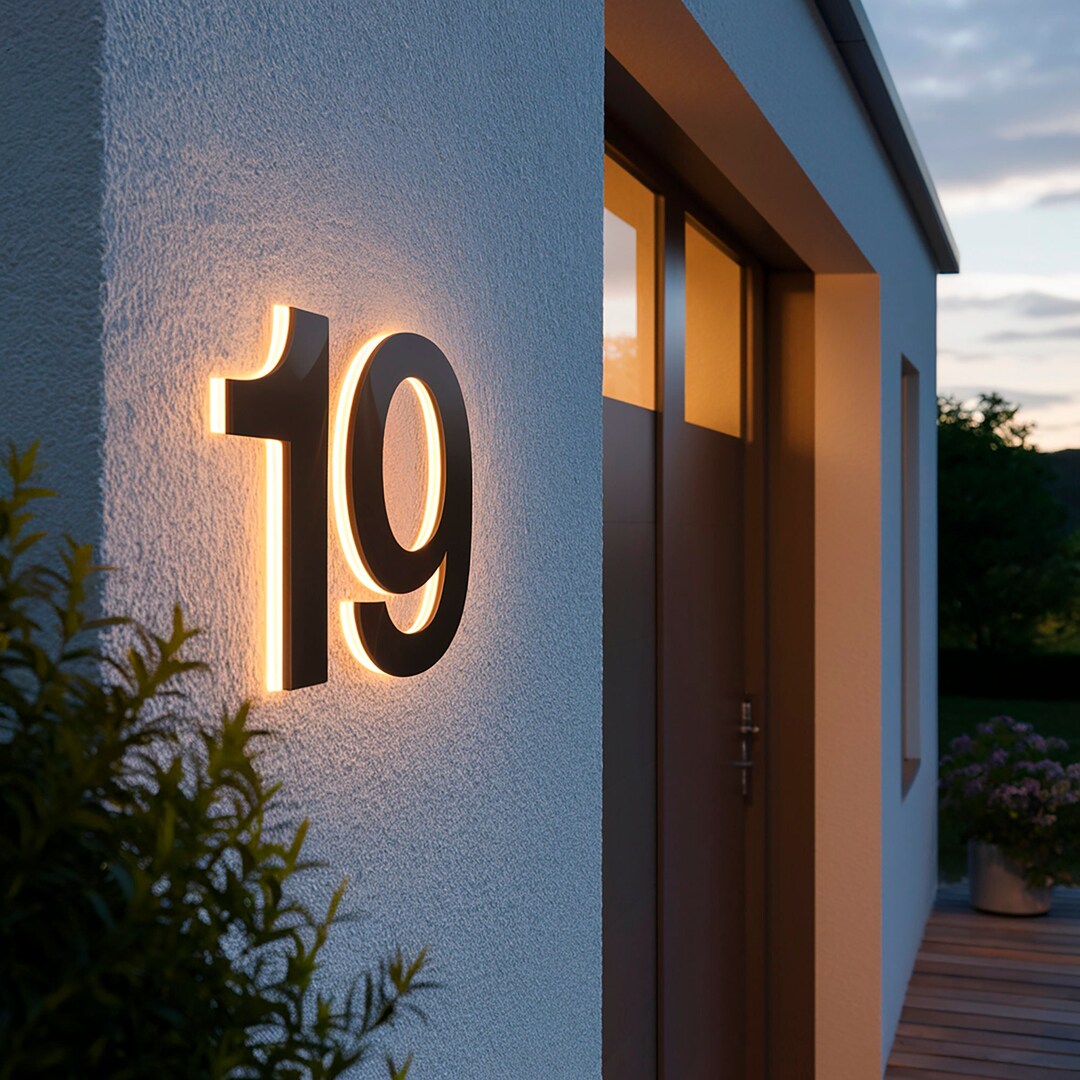 Illuminated House Numbers LED Address Numbers Modern Lighted House ...