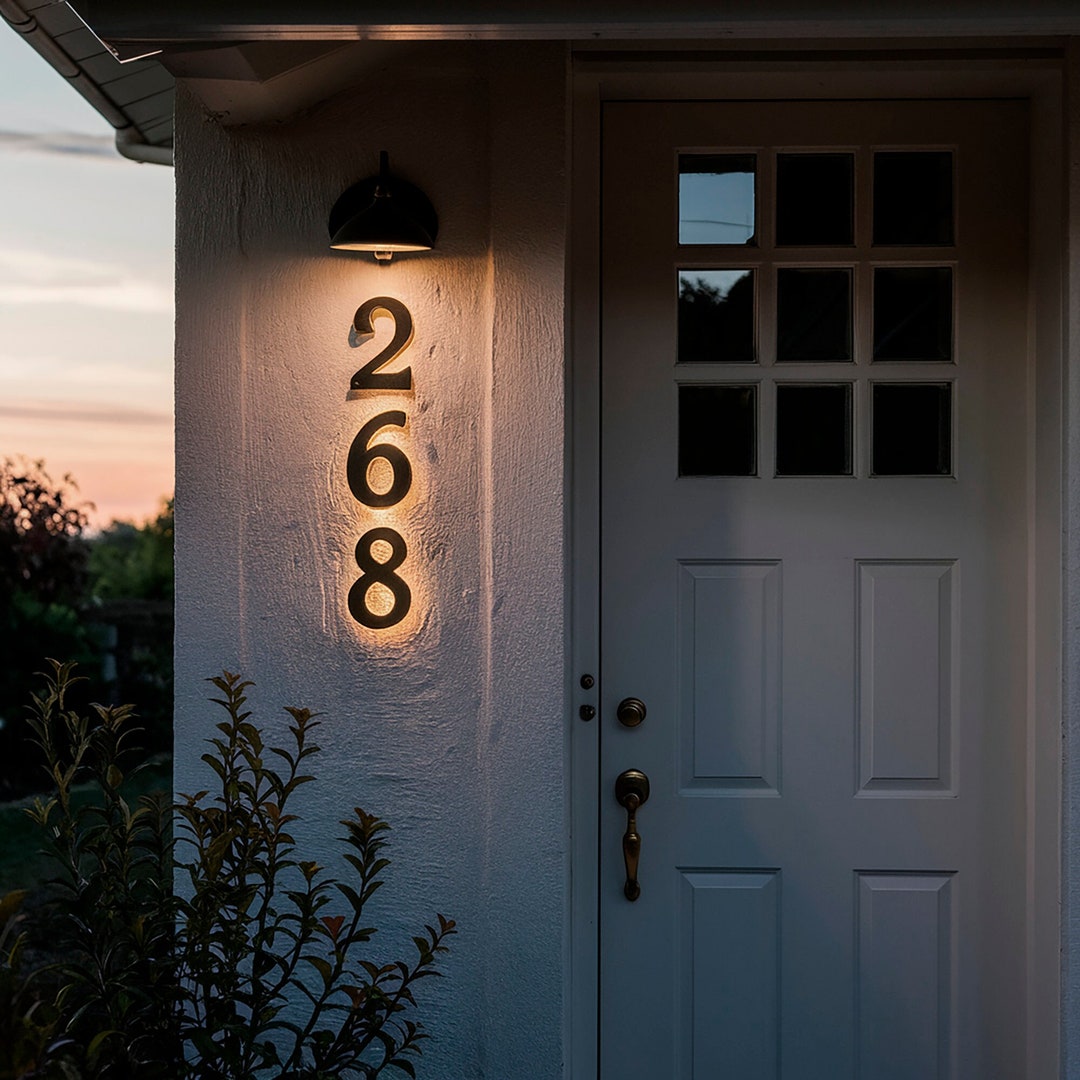 Lighted House Numbers LED Address Numbers Modern Lighted House Numbers ...