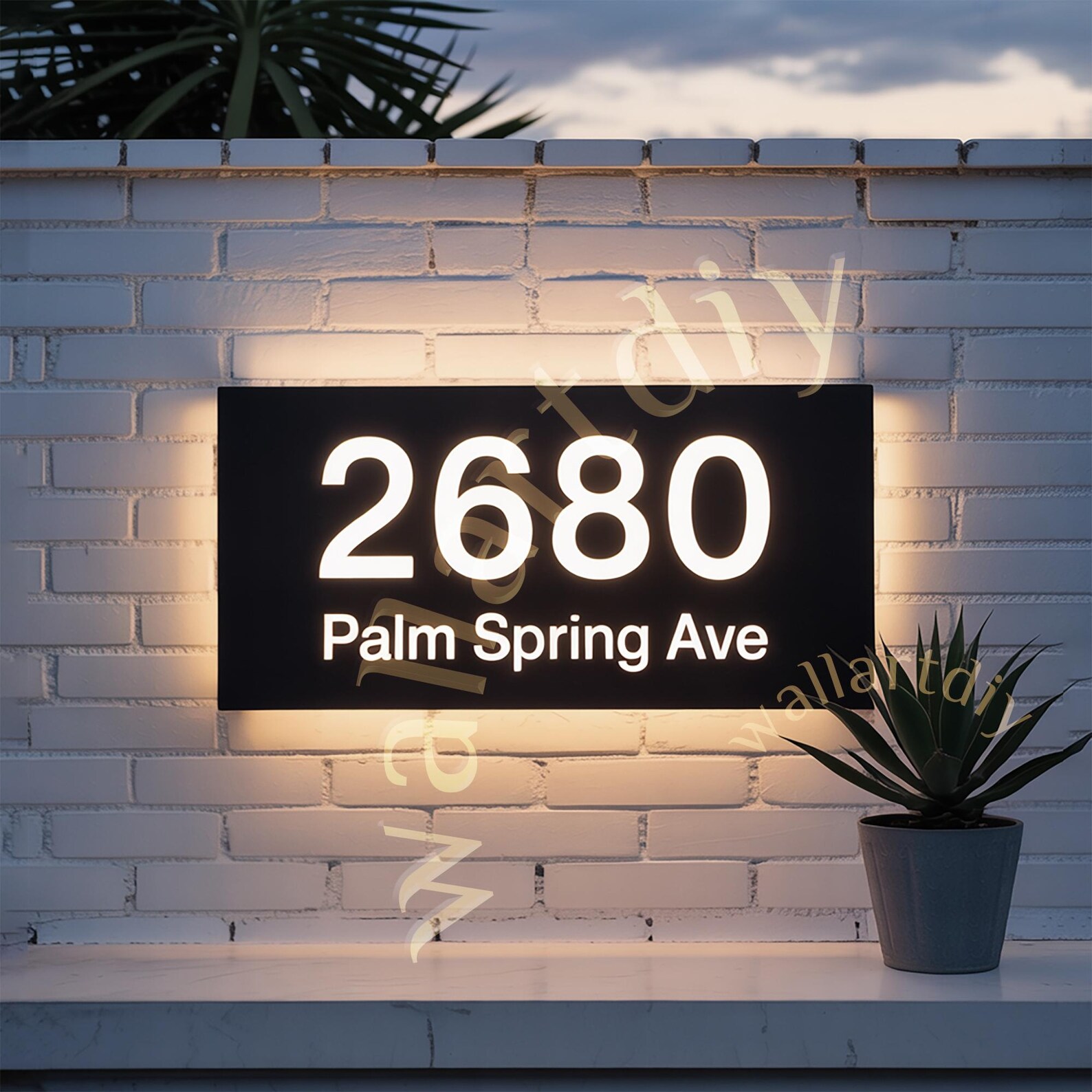 Modern LED House Number Sign: Backlit Metal & Acrylic Address Plaque ...