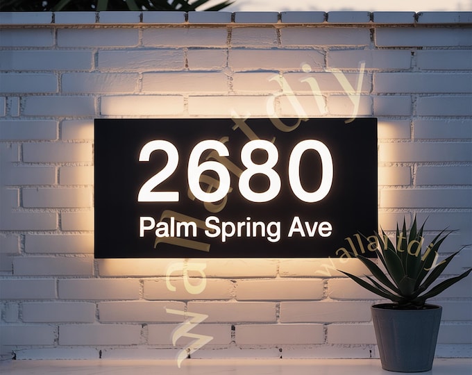 Modern Backlit House Number Sign: Custom LED Address Plate - Etsy Canada