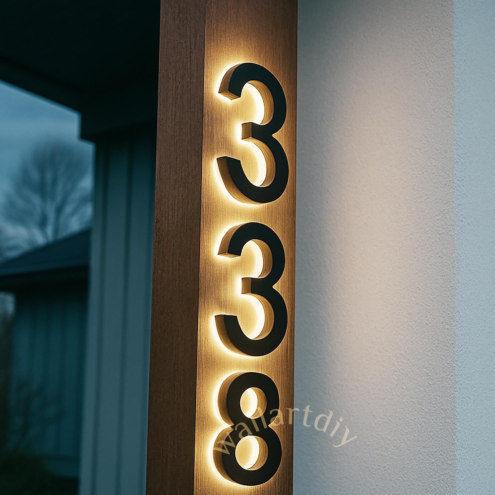 Modern Lighted LED House Numbers: Backlit Floating Metal Acrylic ...