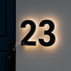 LED Lighted House Numbers: Modern Backlit Floating Metal Acrylic ...