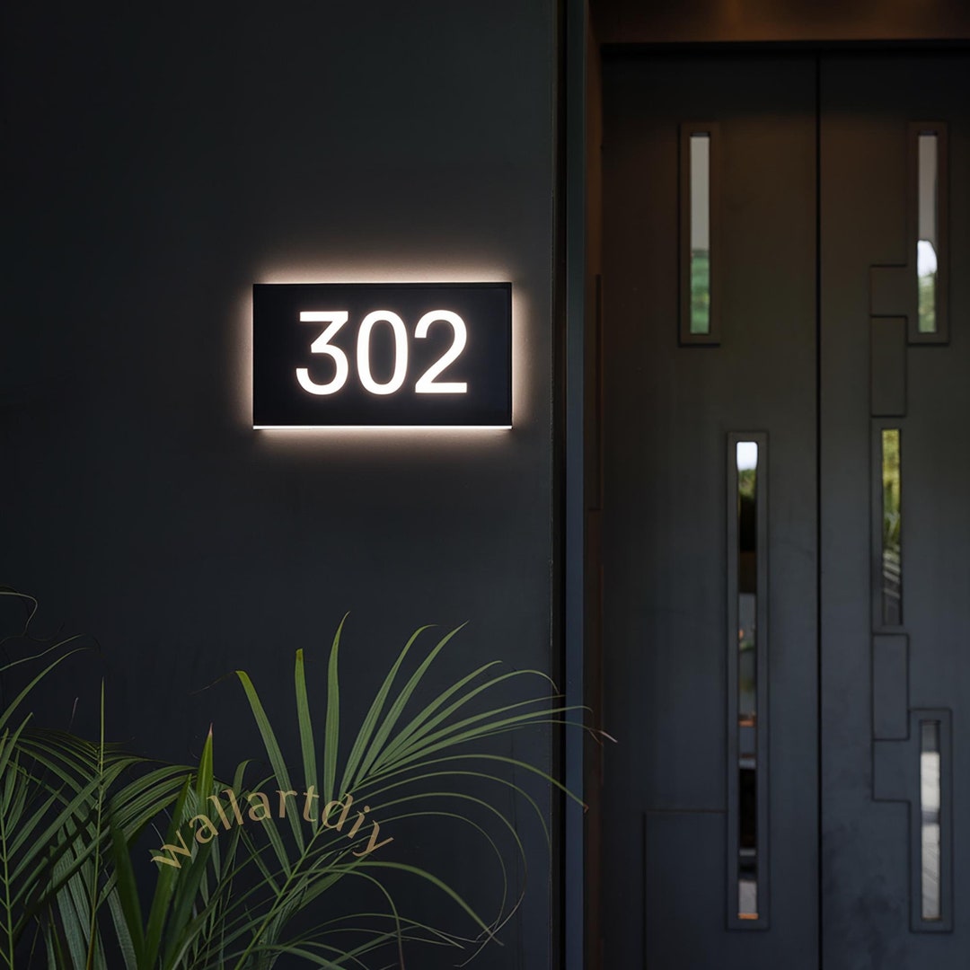 Backlit Led House Number Sign Illuminated Address Sign Metal House ...