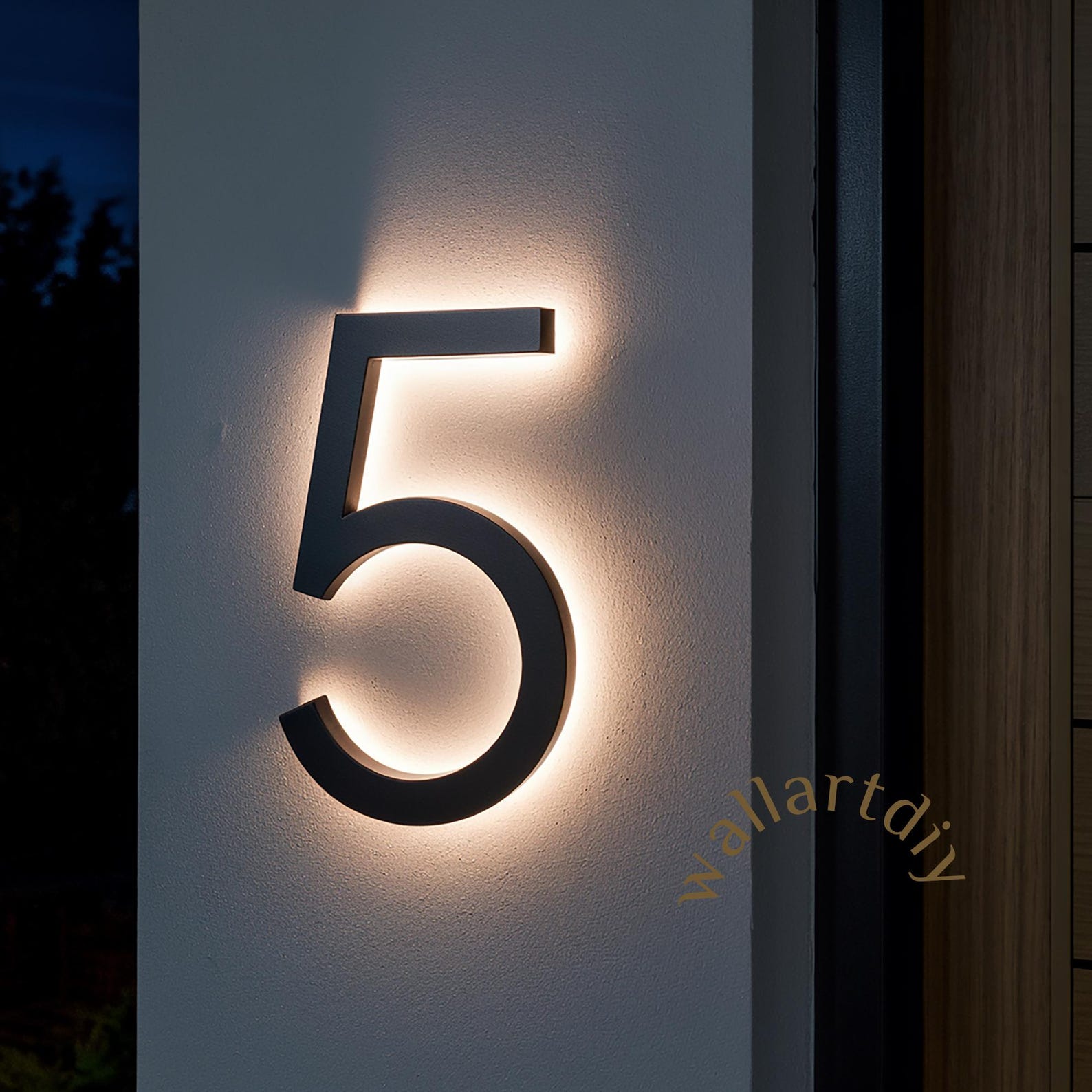 Modern LED House Numbers: Backlit Floating Address Sign - Etsy