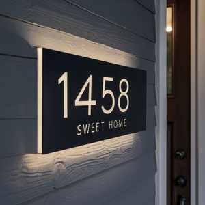 LED Backlit House Number Sign Modern Illuminated Address Plaque ...