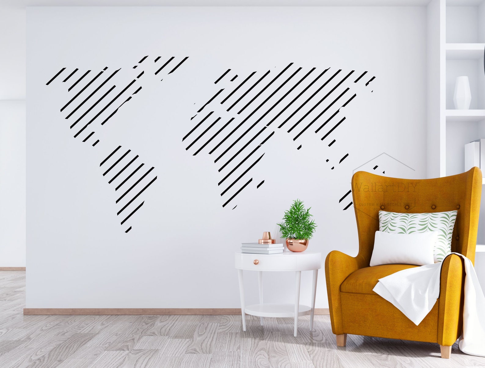 Vinyl World Map Wall Decal Large Map Wall Mural Abstract World - Etsy
