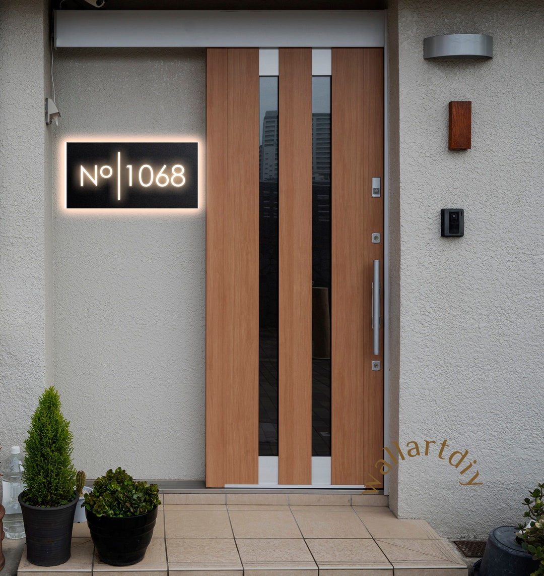 Custom LED Backlit Address Sign Illuminated House Number Sign ...