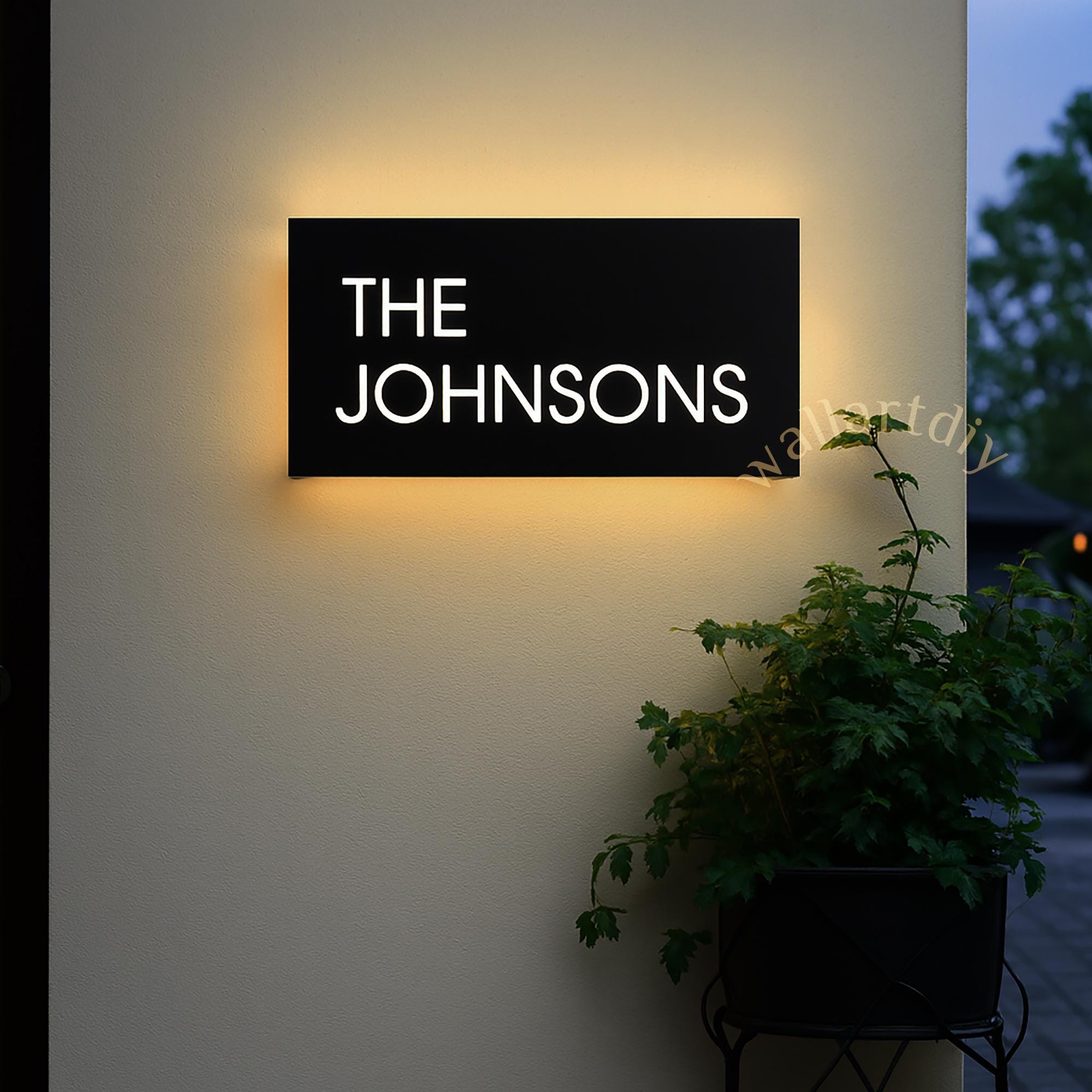 Modern LED Backlit House Sign: Personalized Family Name Plaque Metal ...