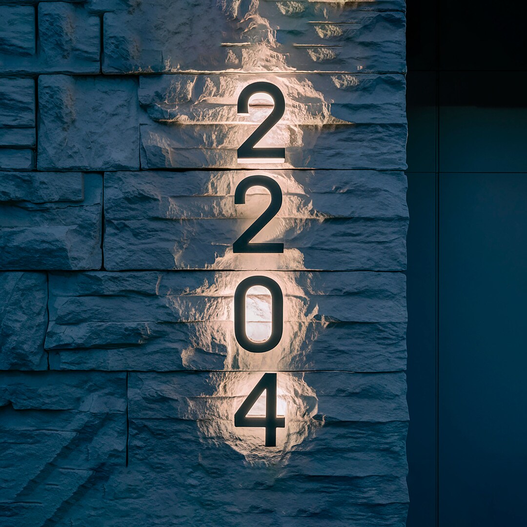Lighted House Numbers LED Address Numbers Modern House Numbers Backlit ...