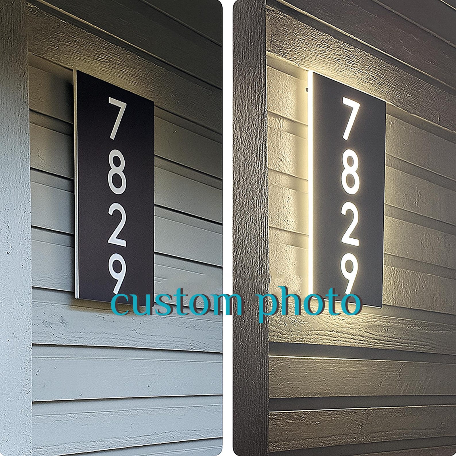 LED Backlit House Number Sign: Modern Illuminated Address Plaque for ...