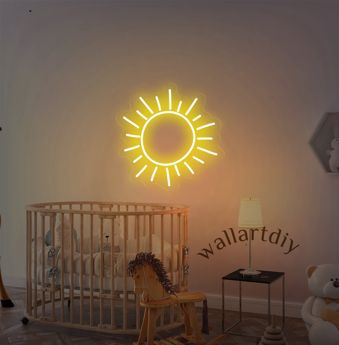 Handmade Shining Sun Neon Sign Nursery Sun Wall Hanging Kids Room Sun ...