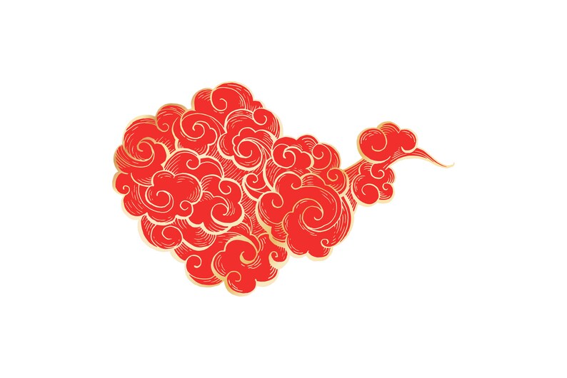 Japanese Clouds PNG Clipart Chinese New Year Digital Sticker Pack Red ...