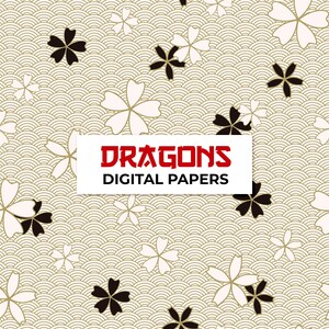 Chinese Dragon Digital Papers. Red and Beige Asian Traditional Seamless ...