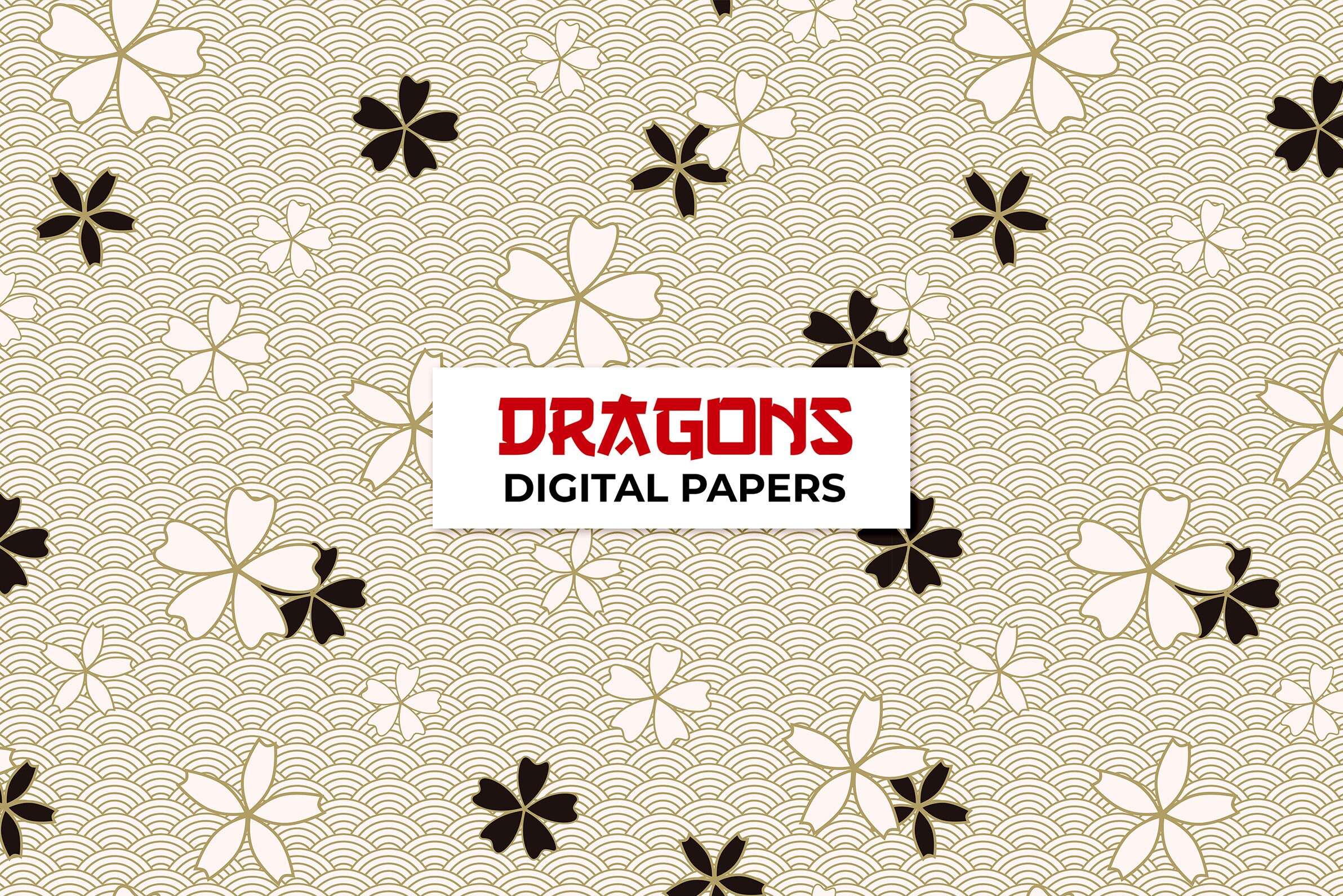 Chinese Dragon Digital Papers. Red and Beige Asian Traditional | Etsy
