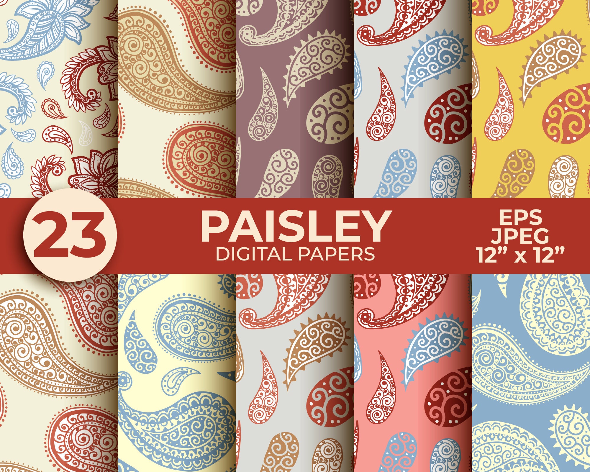 Papercraft Scrapbooking Boho Digital Paper 12x12 Instant Download ...